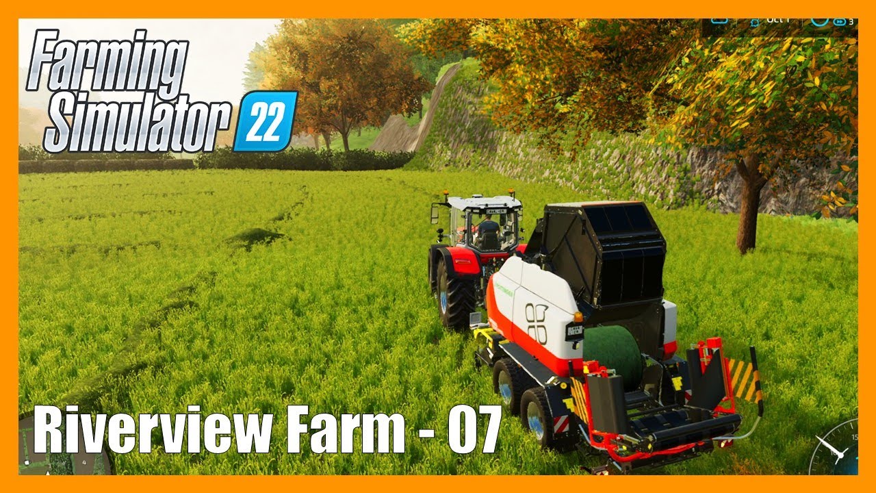 BAILING AND WRAPPING SILAGE BALES | Riverview Farm | FS22 | Episode 07 ...