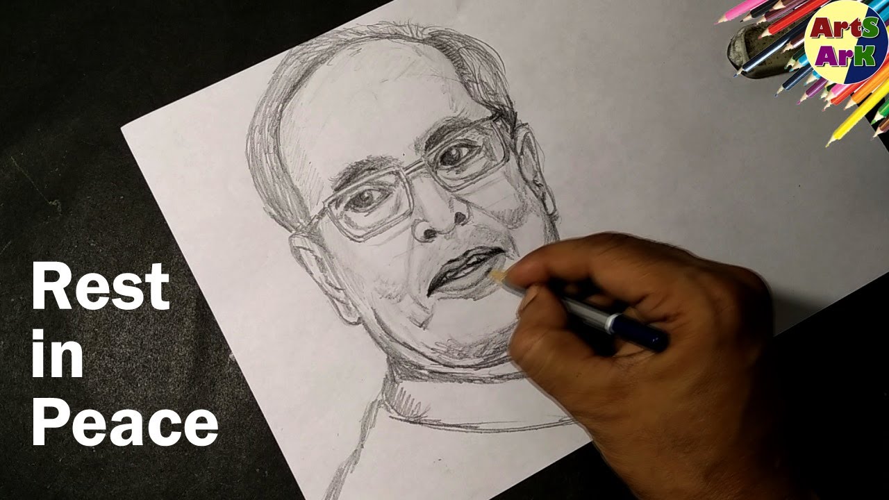 Pranab Mukherjee Portrait Drawing | RIP Sir Pranab Mukherjee | How to ...
