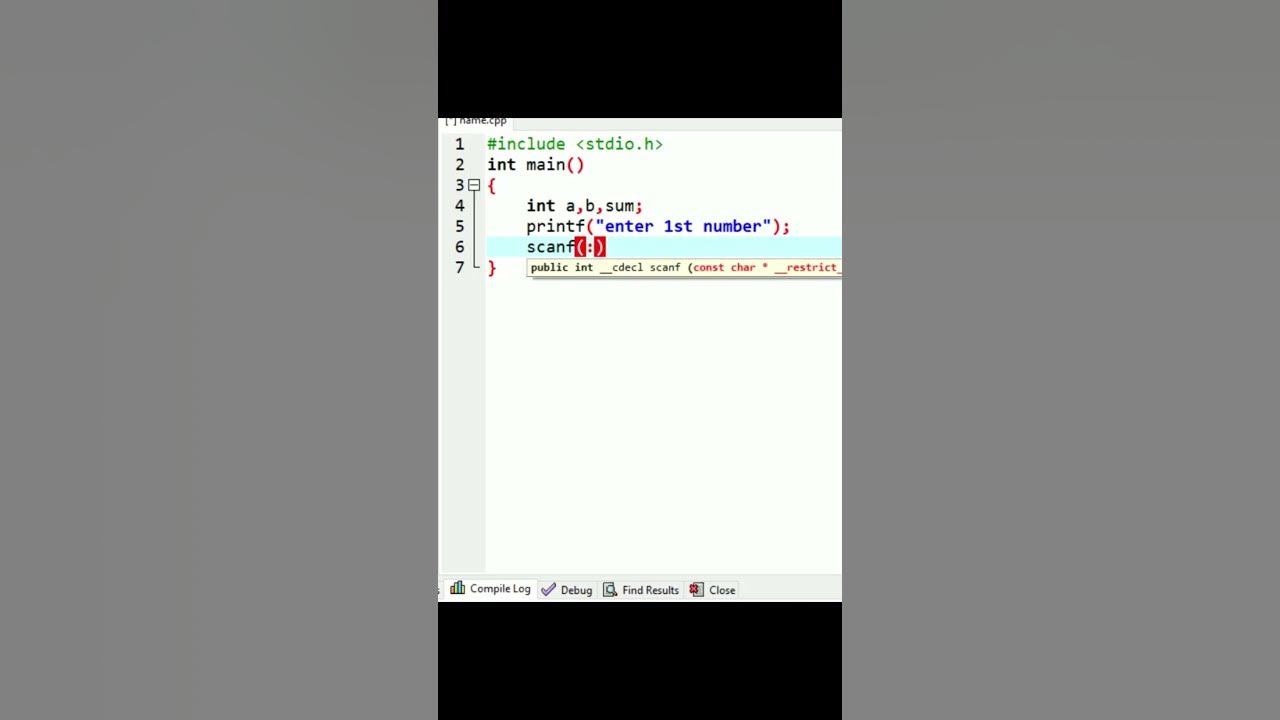 Sum Of Two Numbers Use Of Printf And Scanf In C Program Shorts C Programming Coding