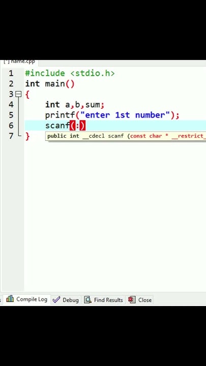 Sum Of Two Numbers Use Of Printf And Scanf In C Program Shorts C Programming Coding