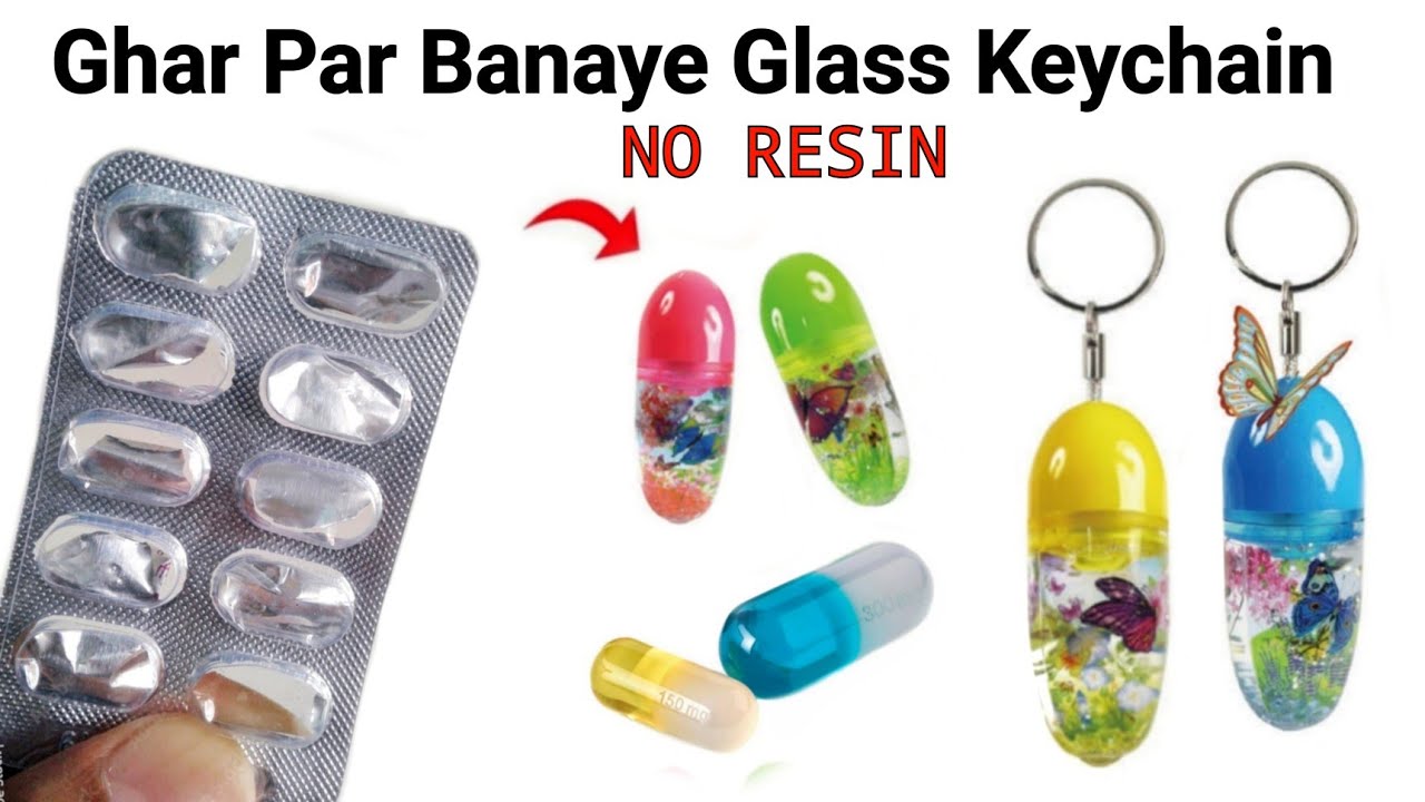 How to make Keychain from waste materials /Homemade glass keychain/DIY ...