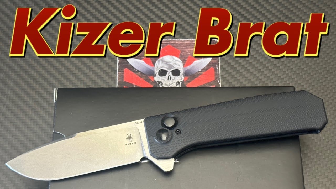 Kizer Brat button lock flipper. Integral G10 handle on a budget folder ...