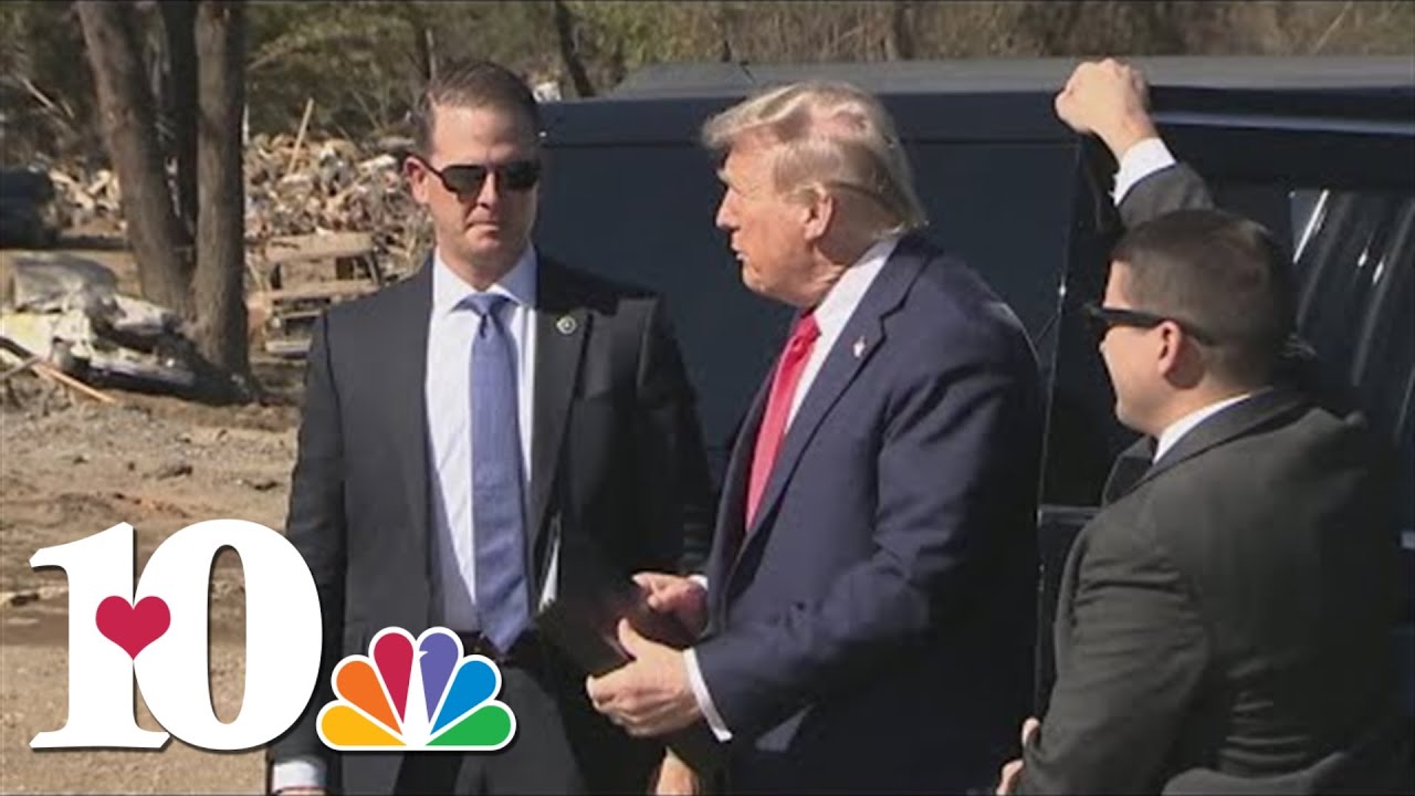 Former President Donald Trump tours Helene damage in North Carolina ...