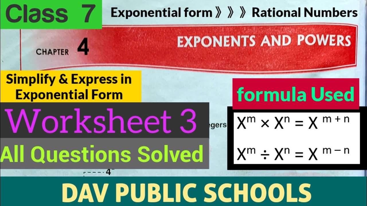 DAV class 7 maths chapter 4 Worksheet 3 - all questions - YouTube