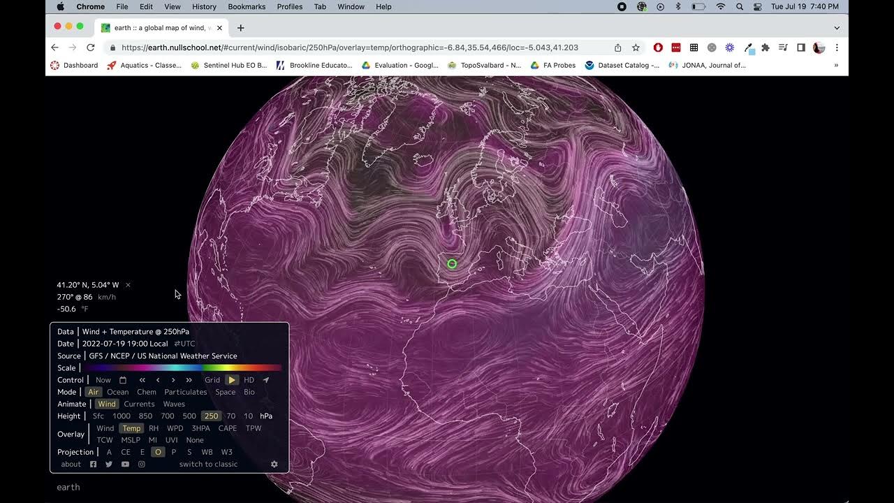 Using the Global Weather Visualization tool at earth.nullschool.net - Part 4: Temp & other ...