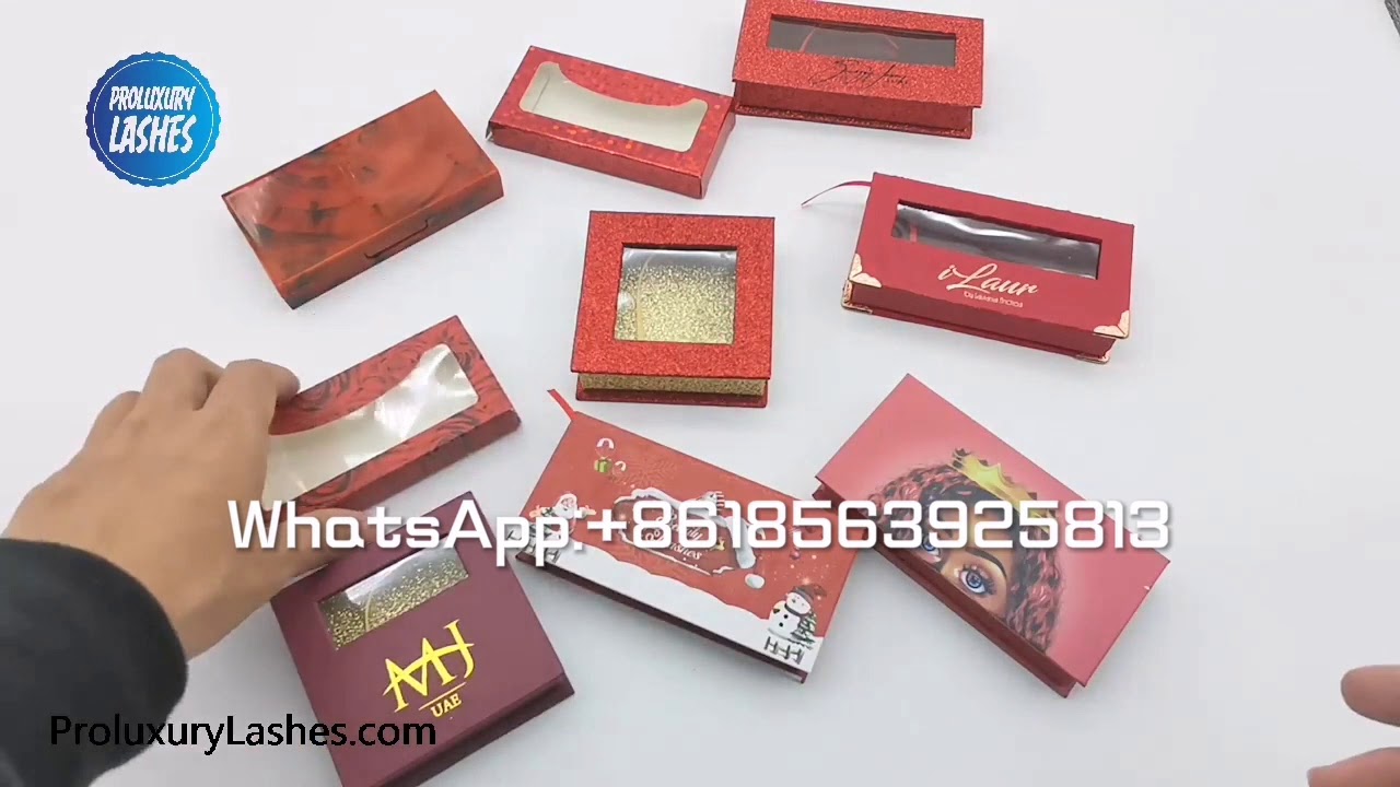 Red eyelashes box display, customize a different red for you - YouTube