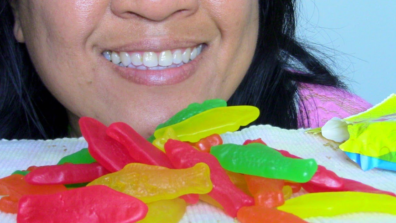 ASMR Eating Swedish Fish Assorted Gummy Candy ScorpioAnnYT - YouTube