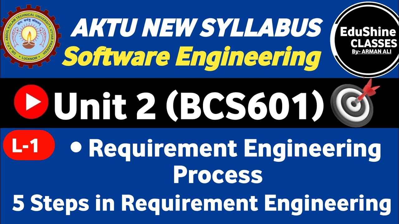 Software Engineering|Unit -2|Lec-1|Requirement Engineering Proces| SRS Unit 2 BCS601 AKTU - YouTube