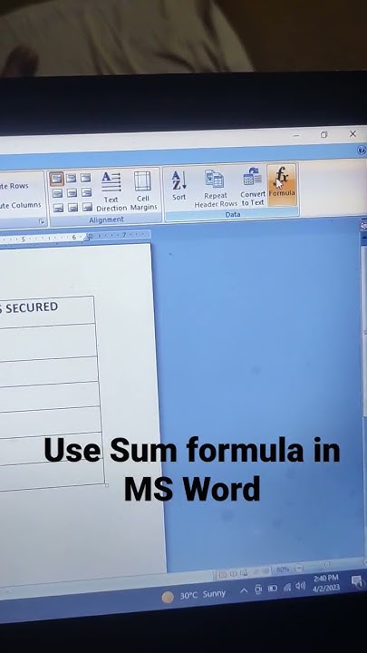 Use SUM function in MS Word - YouTube