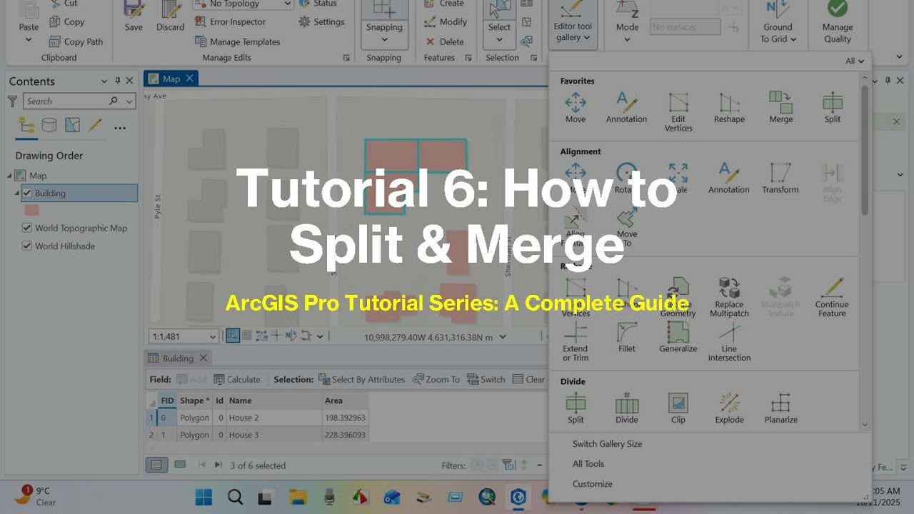 Split and Merge in ArcGIS Pro (Tutorial 6) - YouTube
