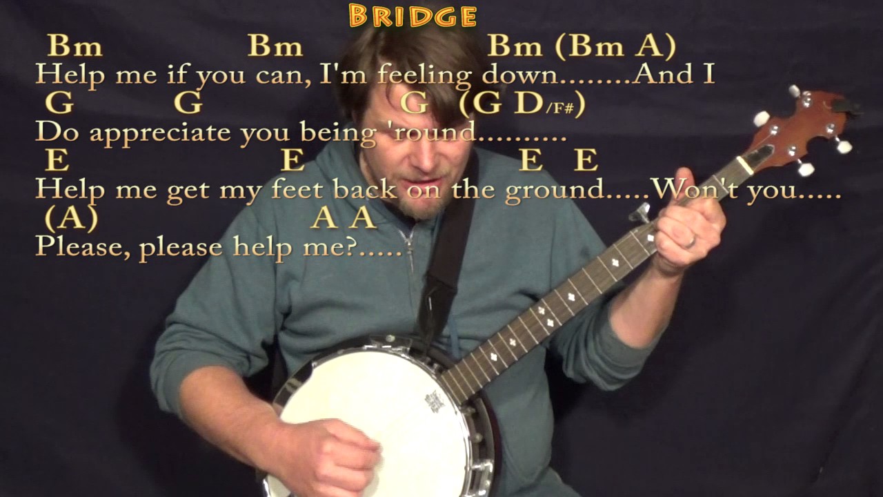 Help! (The Beatles) Banjo Cover Lesson in Bm with Chords/Lyrics - YouTube