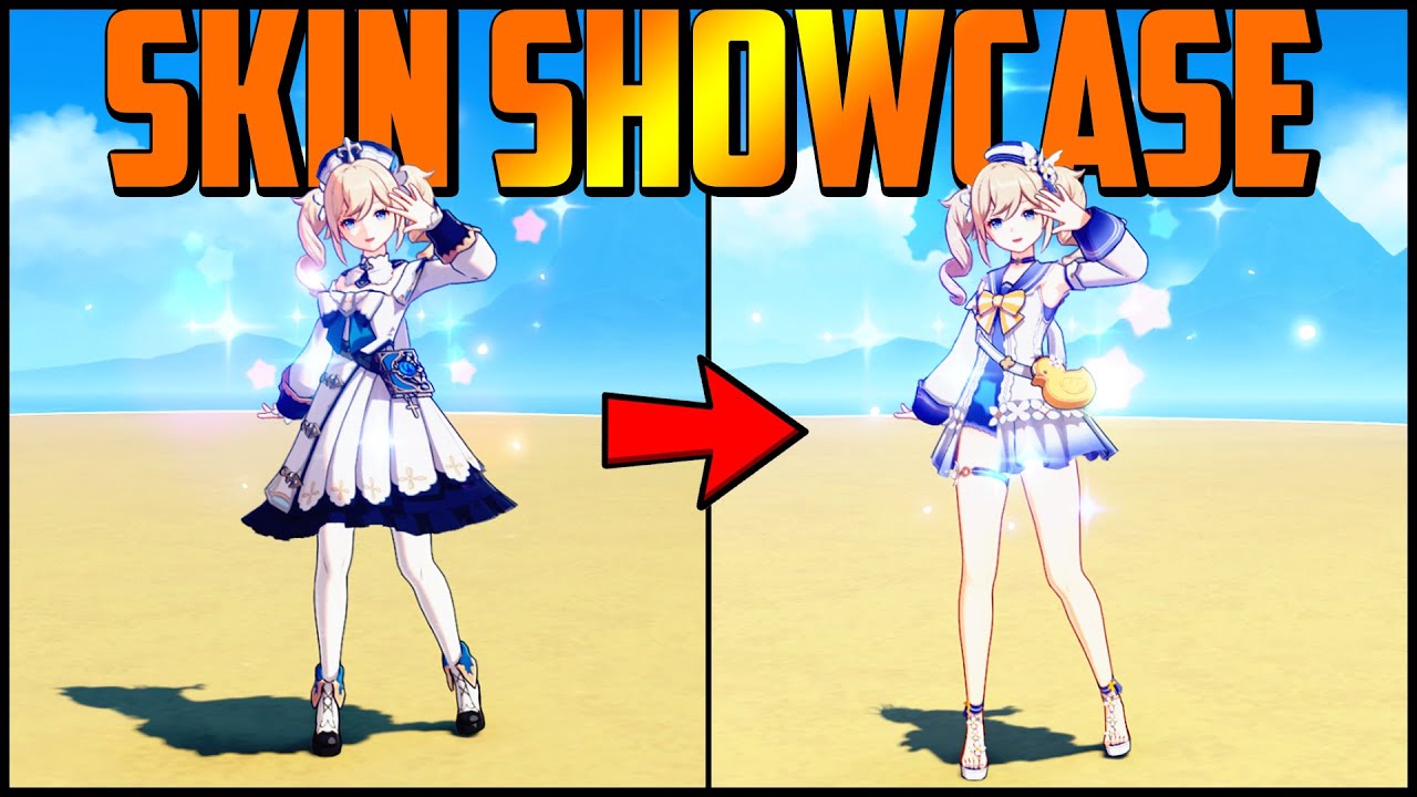 Genshin Impact Skin Showcase / Comparison! Summertime Sparkle Barbara ...