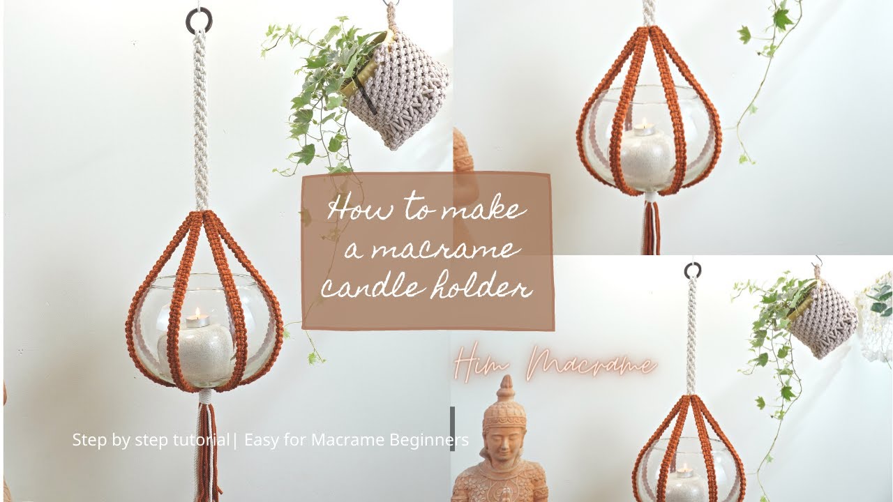 How to make a macrame candle holder| macrame plant hanger decoration ...