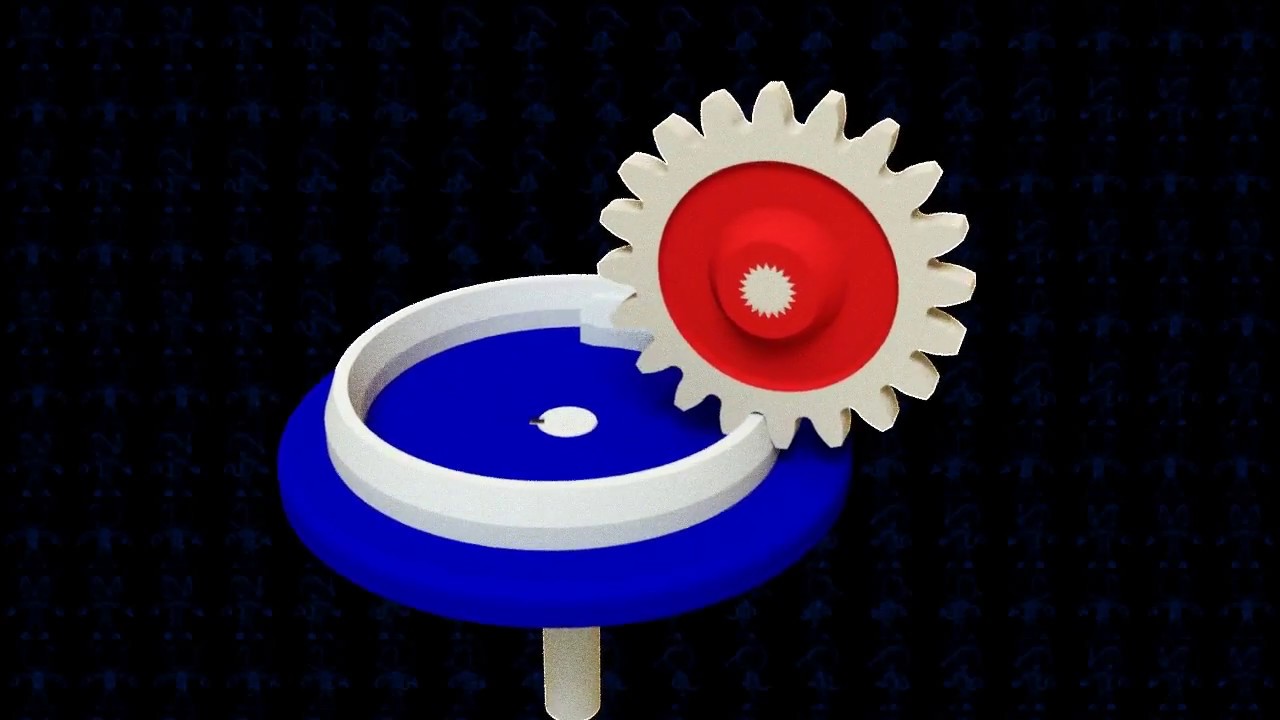 Spiral One-Tooth Gear Mechanism 3D Model - YouTube