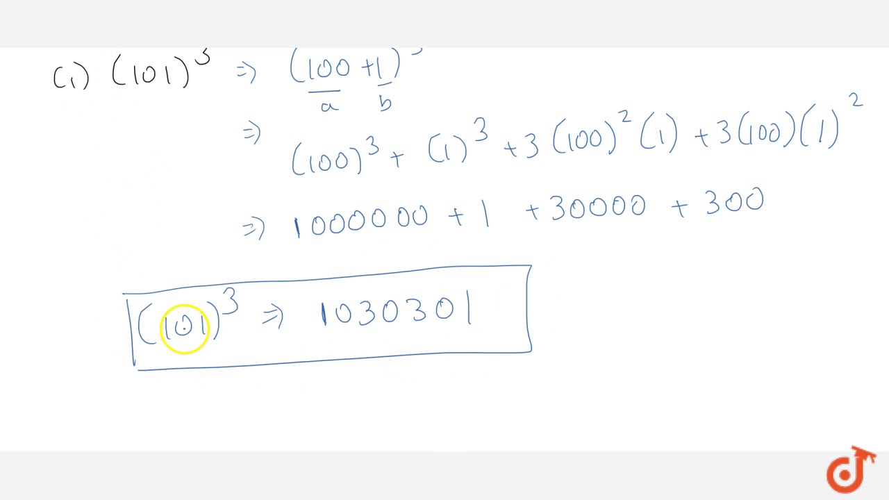 Find the following cube using identities `(i) (101)^3 (ii) (27)^3 ...
