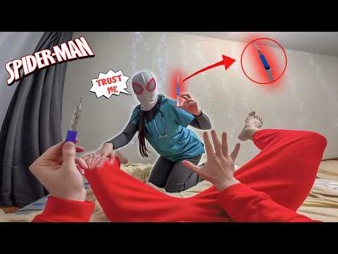 RED SPIDER-MAN IS SICK ?? SPIDER-GWEN BECAME HIS DOCTOR !! Superhero Story (Action POV)
