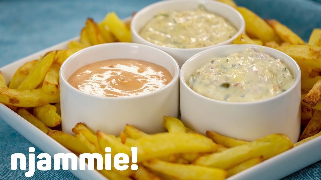 Frietjes met 3 sauzen Recept - njammie! - YouTube