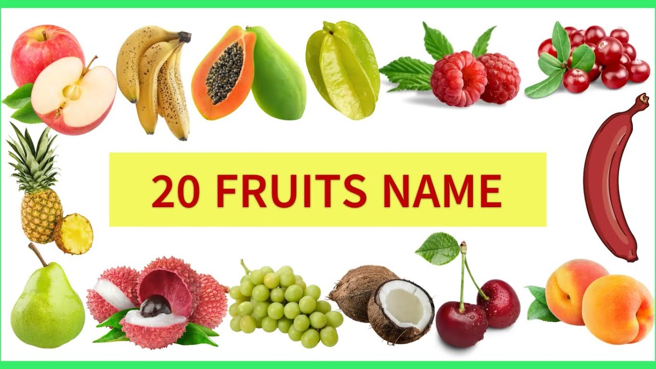 Fruits Name | 20 Fruits Name in English With Pictures | 20 Different ...