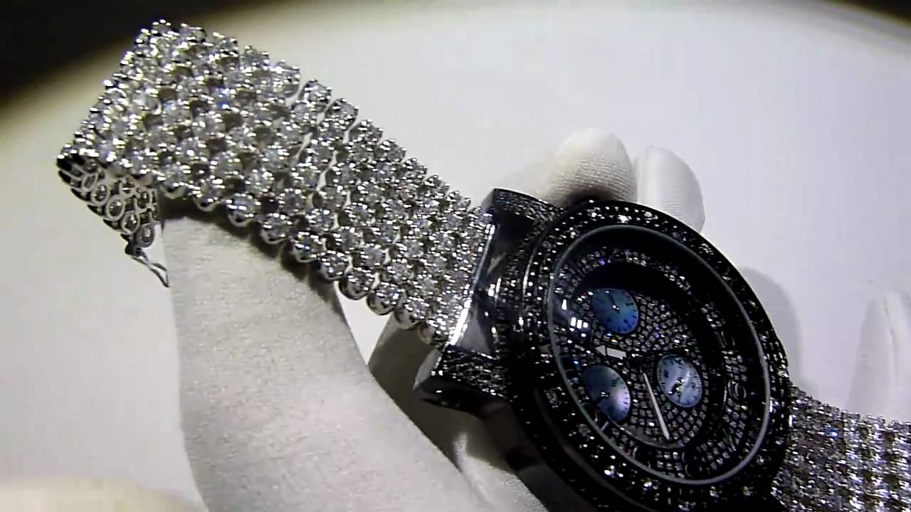 (SOLD)$150 "Oreo" BLACK/WHITE Breitling-type Watch with Lab Diamond ...