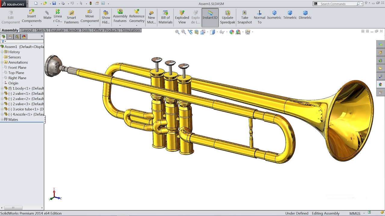 Solidworks tutorial | Sketch Trumpet in SolidWorks - YouTube