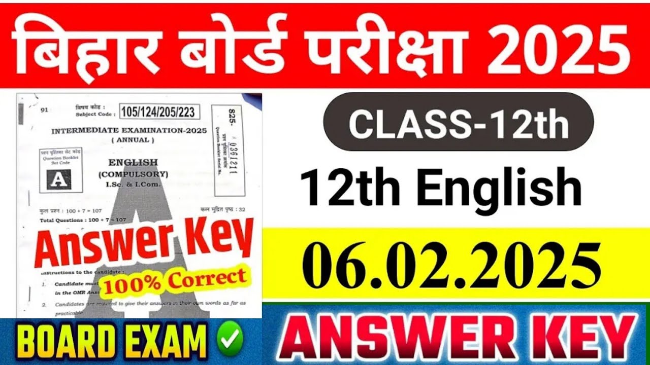 English Class 12th Answer Key 2025 |BiharBoard Class 12 English Answer ...