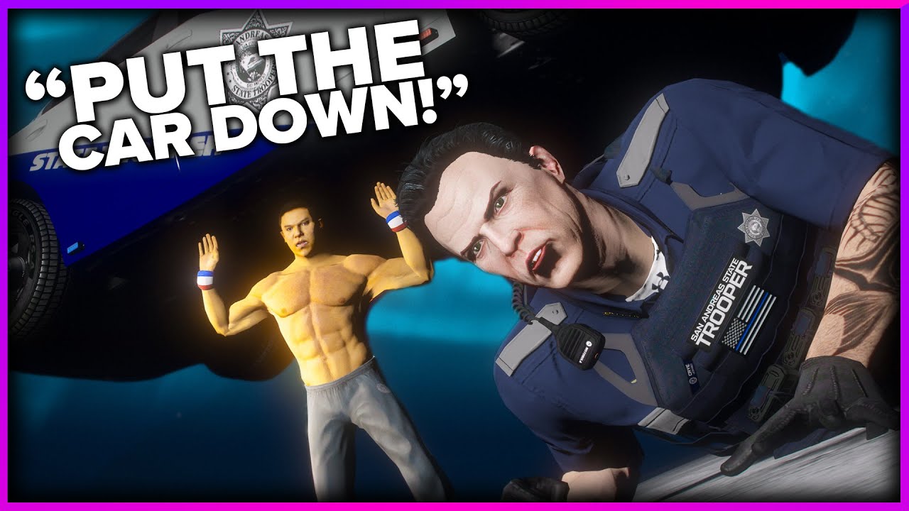 GTA RP | BUFF GUY DESTROYS COPS - YouTube