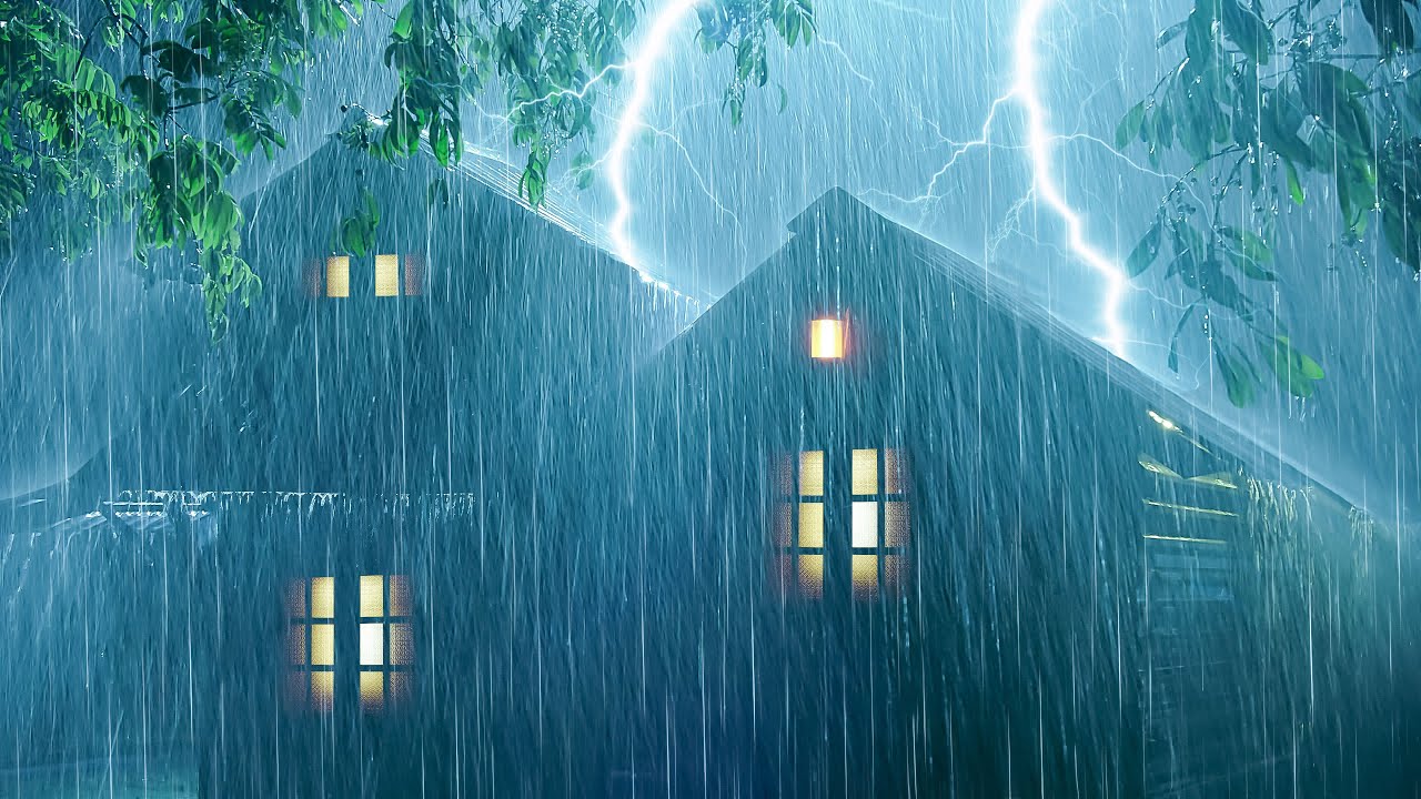 Night Rainstorm Ambience to Fall Asleep Instantly | Torrential Rain ...