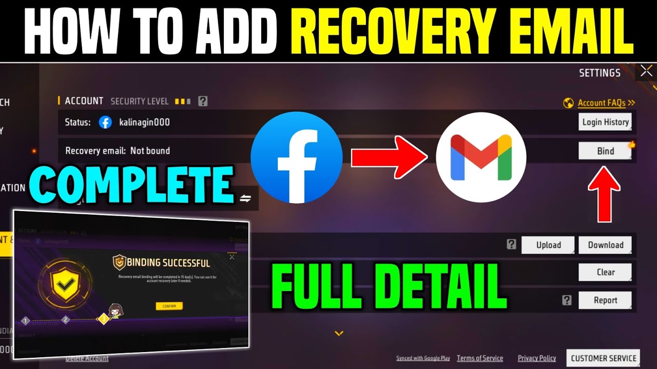 How to add recovery email || free fire account Bind kaise karen | ff ...