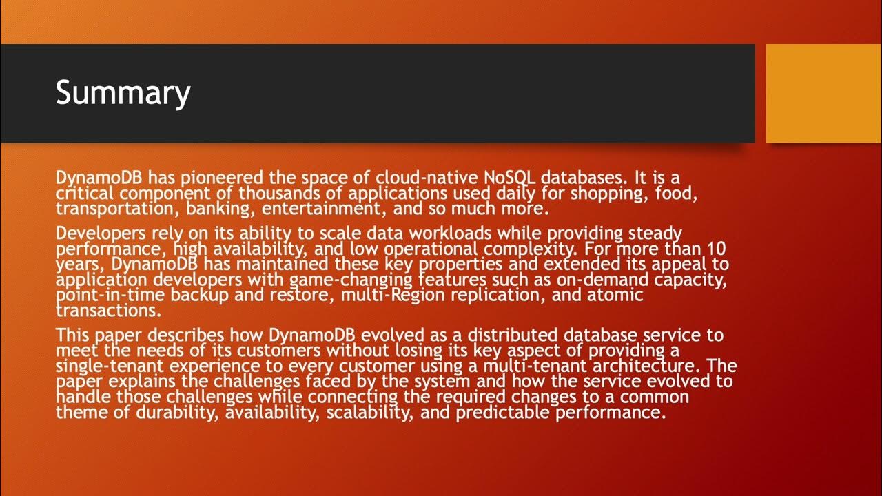 P71 Amazon Dynamodb A Scalable Predictablyperformant And Fully Managed Nosql Database