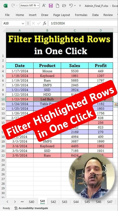 Filter Highlighted Rows in One Click | Filter Highlighted Rows in Excel | Filter Specific Color ...