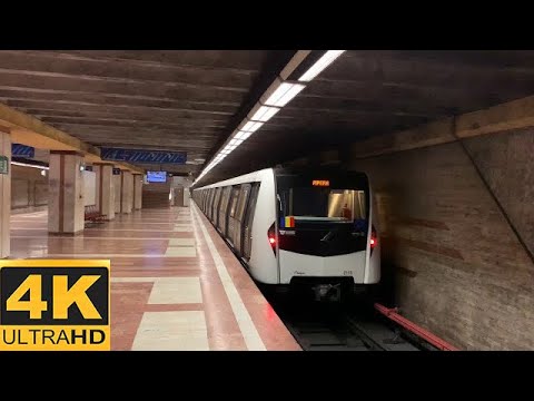 [4K 60fps]Bucharest Metro-Trains at Piața Sudului station on M2 line ...