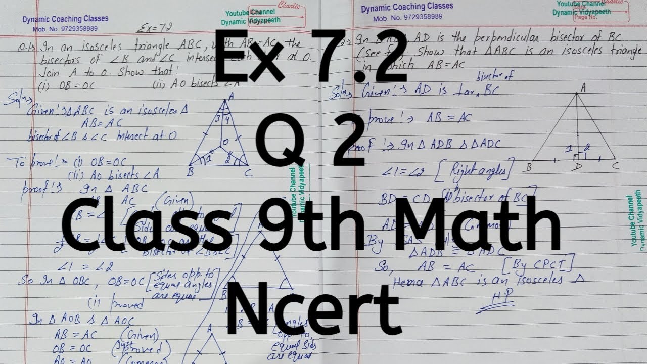 Ex 7.2, Q 2, Chapter 7, Triangles, Class 9th Math - YouTube