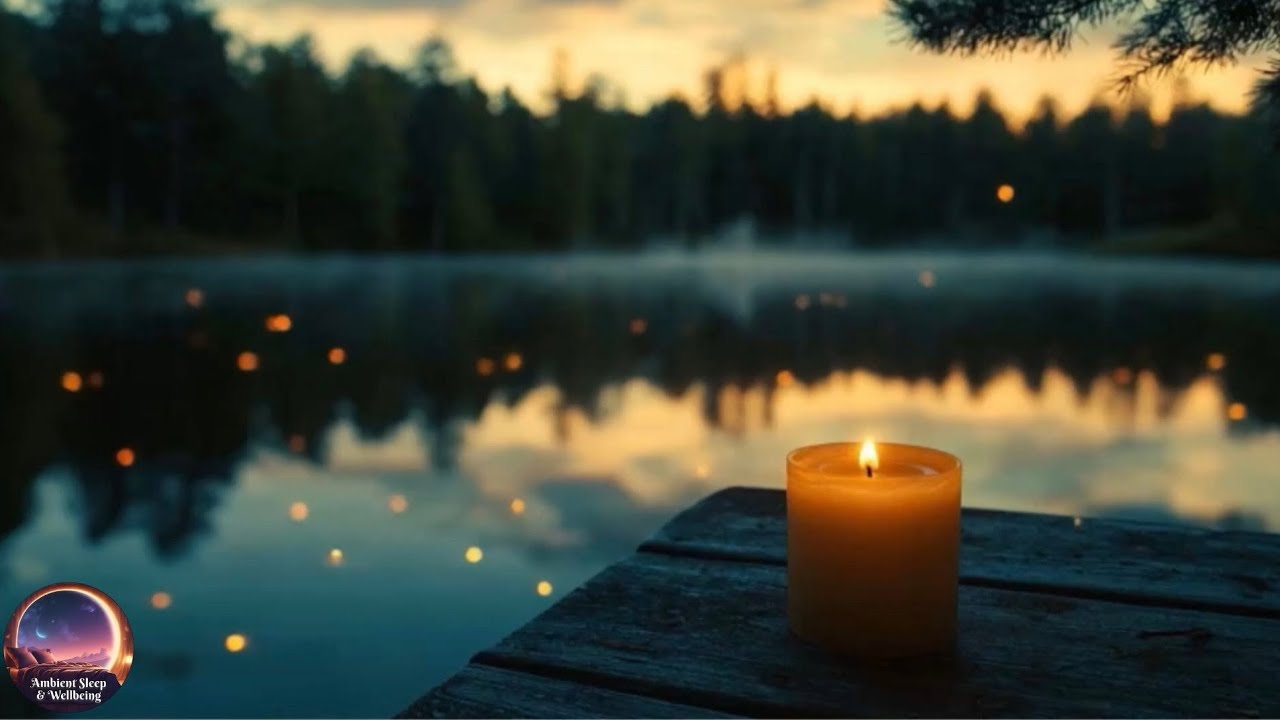 🌙 Lakeside Candle at Dusk Gentle Water, Crickets & Birdsong for Deep ...