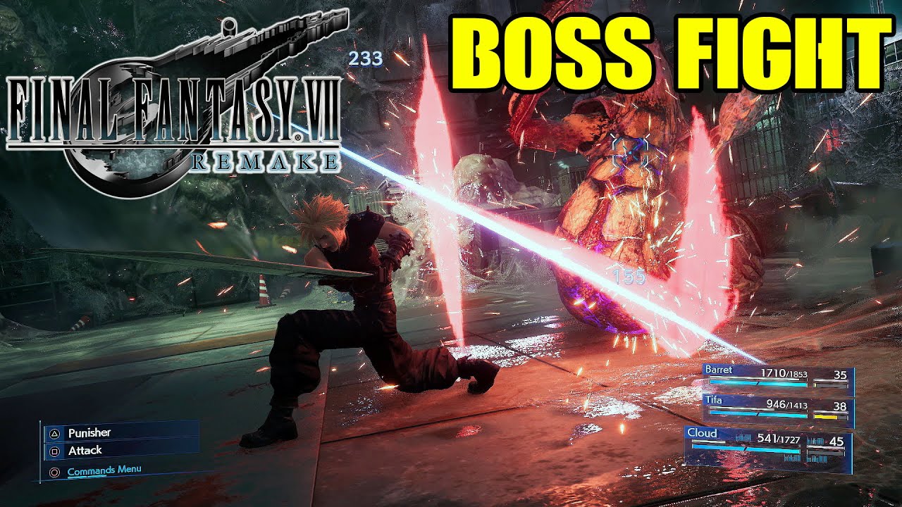 FF7 Remake 'First Look' Battle System + Boss Fight - YouTube