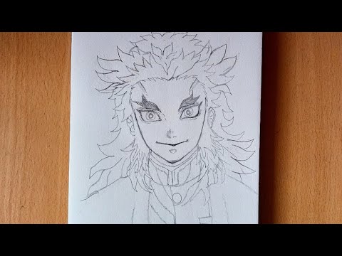 how to draw Rengoku from DEMONS SLAYER | Rengoku outline tutorial step ...