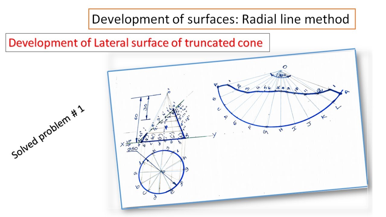 Development of lateral surface of truncated cone: problem 1 - YouTube