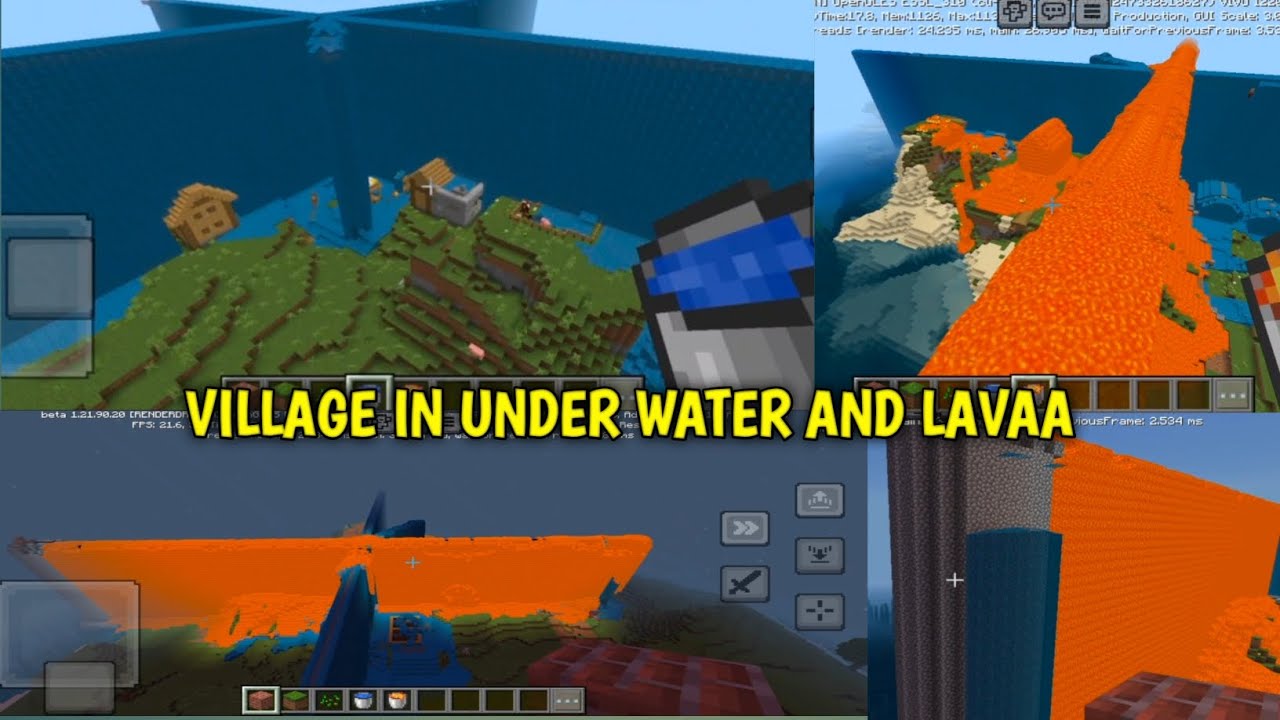 Minecraft world village get😱 under water and lavaa 🤯 goes to vishnu ...