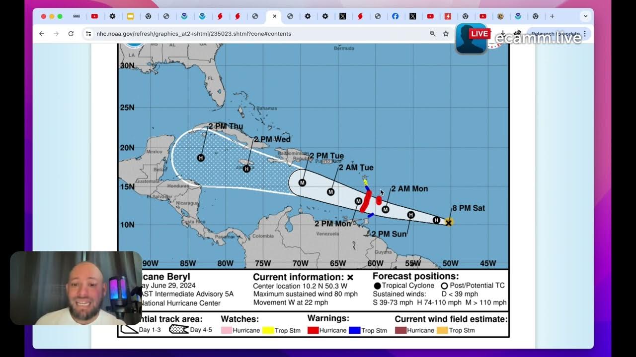Hurricane Beryl - Major Hurricane threat to southeastern Caribbean - YouTube