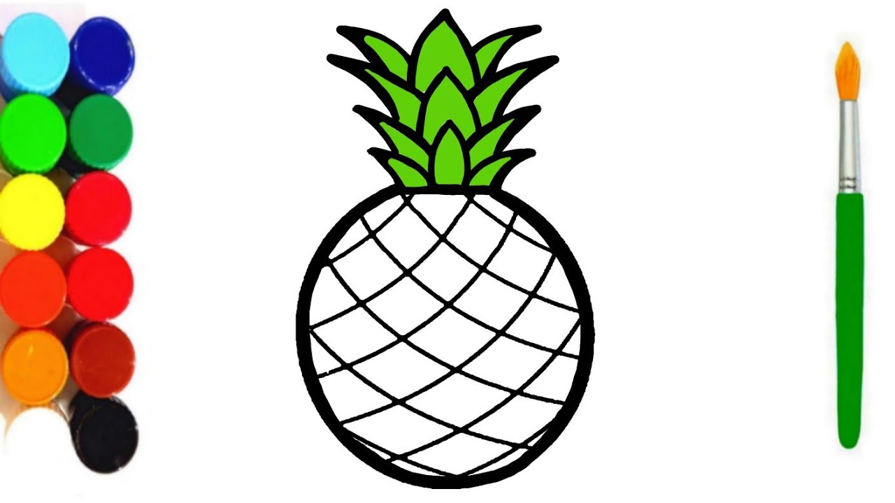 Colouring the Pineapple 🍍 step by step | Pineapple 🍍 drawing ...