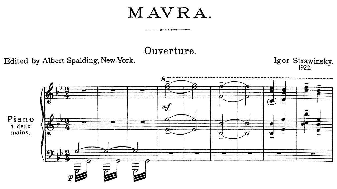 Igor Stravinsky - Mavra Ouverture - piano solo version by the composer ...
