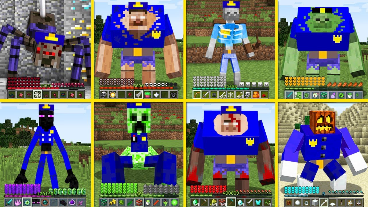 EIGHT MUTANT MOBS BECAME POLICE in Minecraft !!! What Mob is the best ...