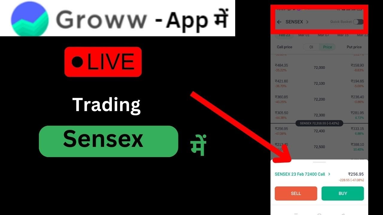 Groww App में Live Sensex Trading | Sensex Option Trading in Groww App ...