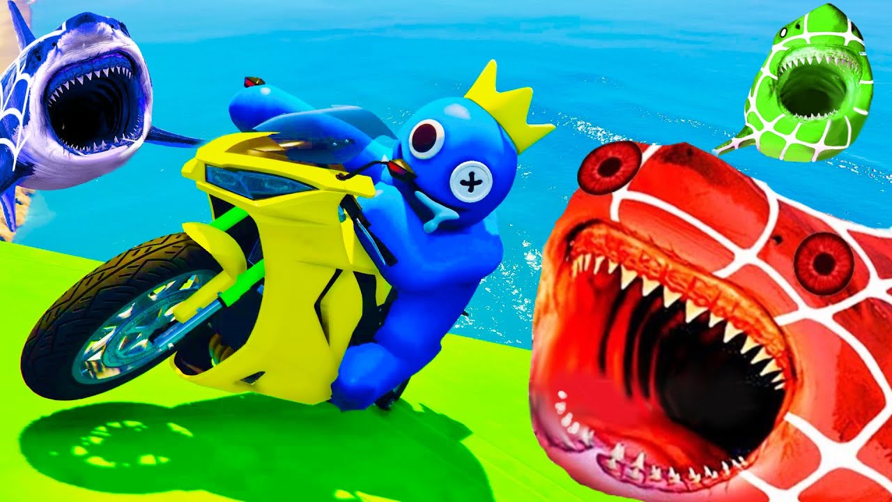 GTA V RAINBOW FRIENDS Epic New Stunt Race For Motorcycle Racing ...