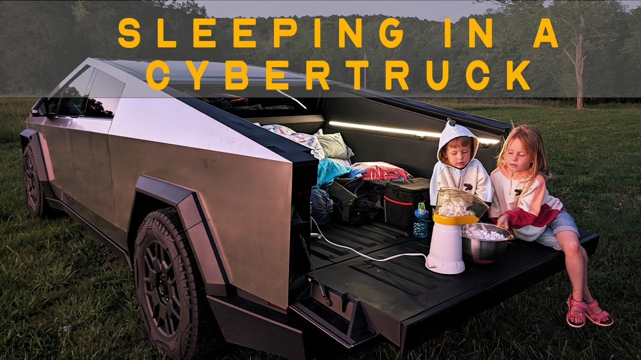 We Spent the Night in a CYBERTRUCK (with 4 People) - YouTube