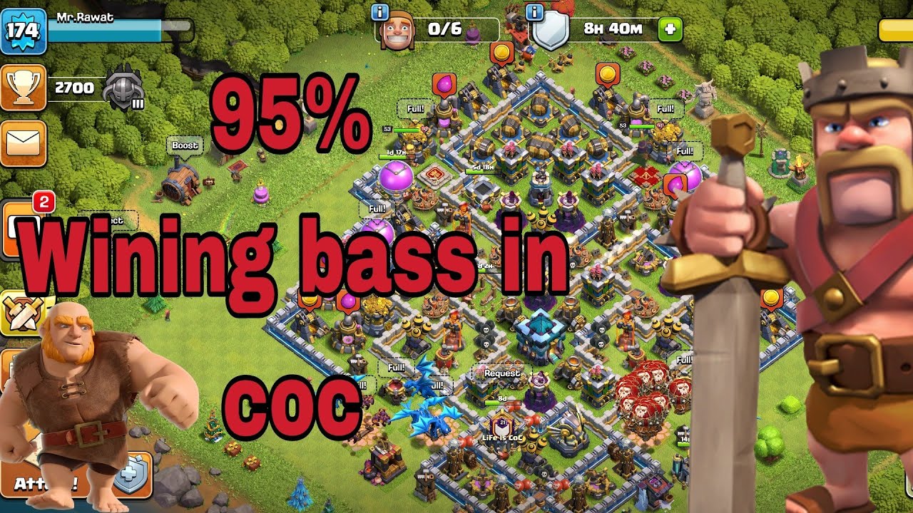 95% Wining bass in coc😱😱😱 #coc #training #claahofclan - YouTube