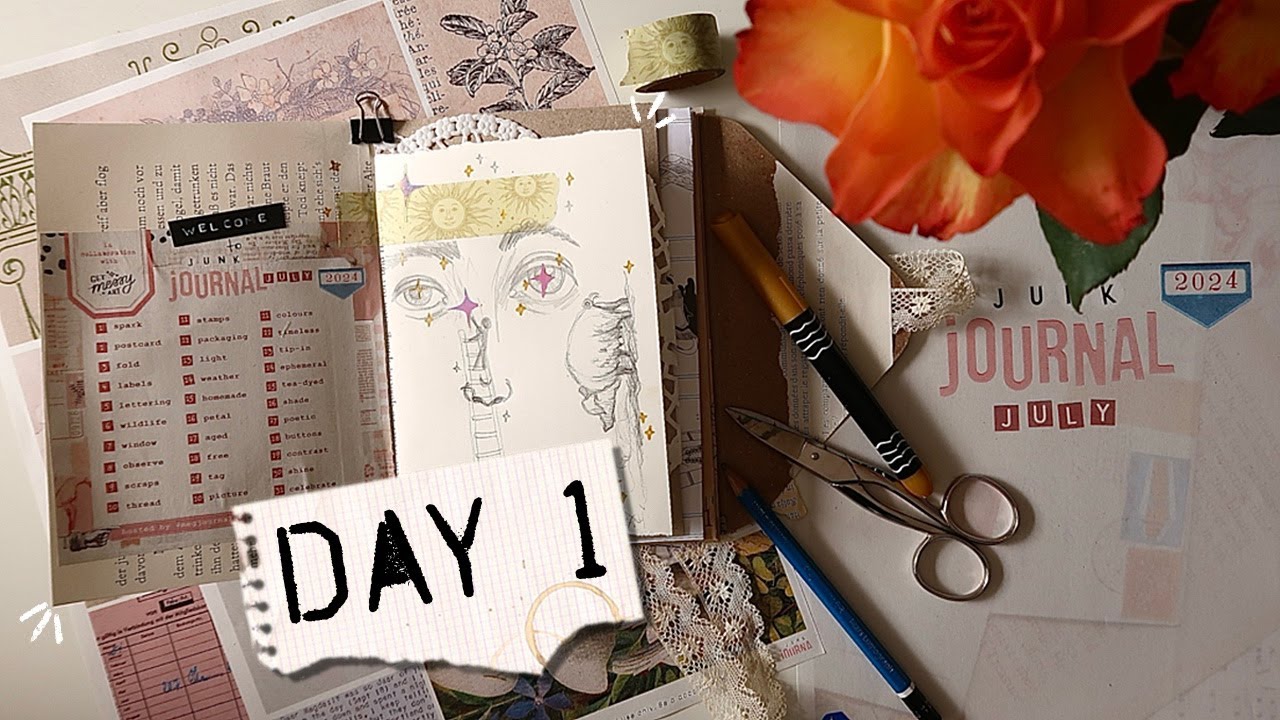 Starting Junk Journal July • Day 1 Journal Challenge 2024 • Sparkle ...