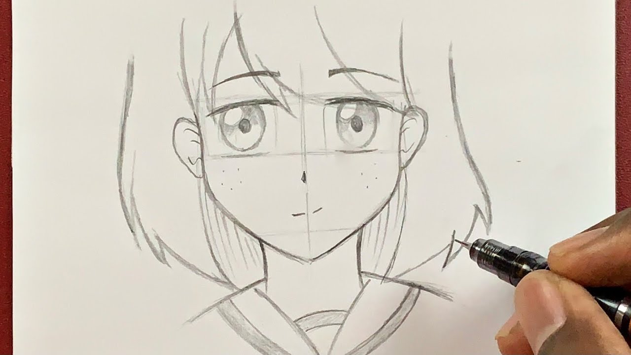 Easy anime drawing | how to draw cut anime girl step-by-step - YouTube