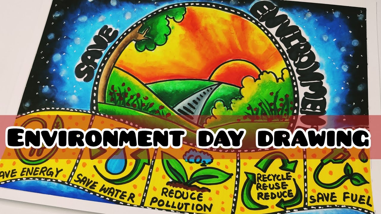 Environment Day Drawing/ Save Environment Drawing Earth Day Drawing ...