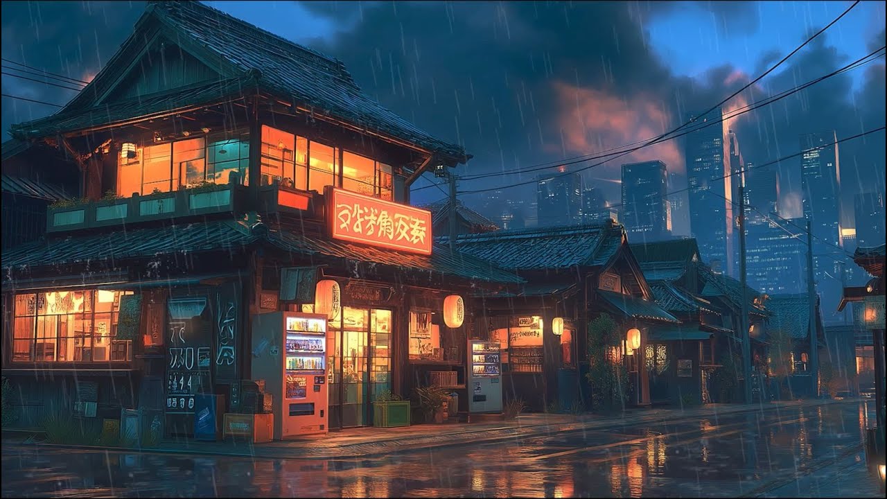 Rainy Nights in a Time Capsule Town 🌆 Lofi Hip Hop Beats - YouTube