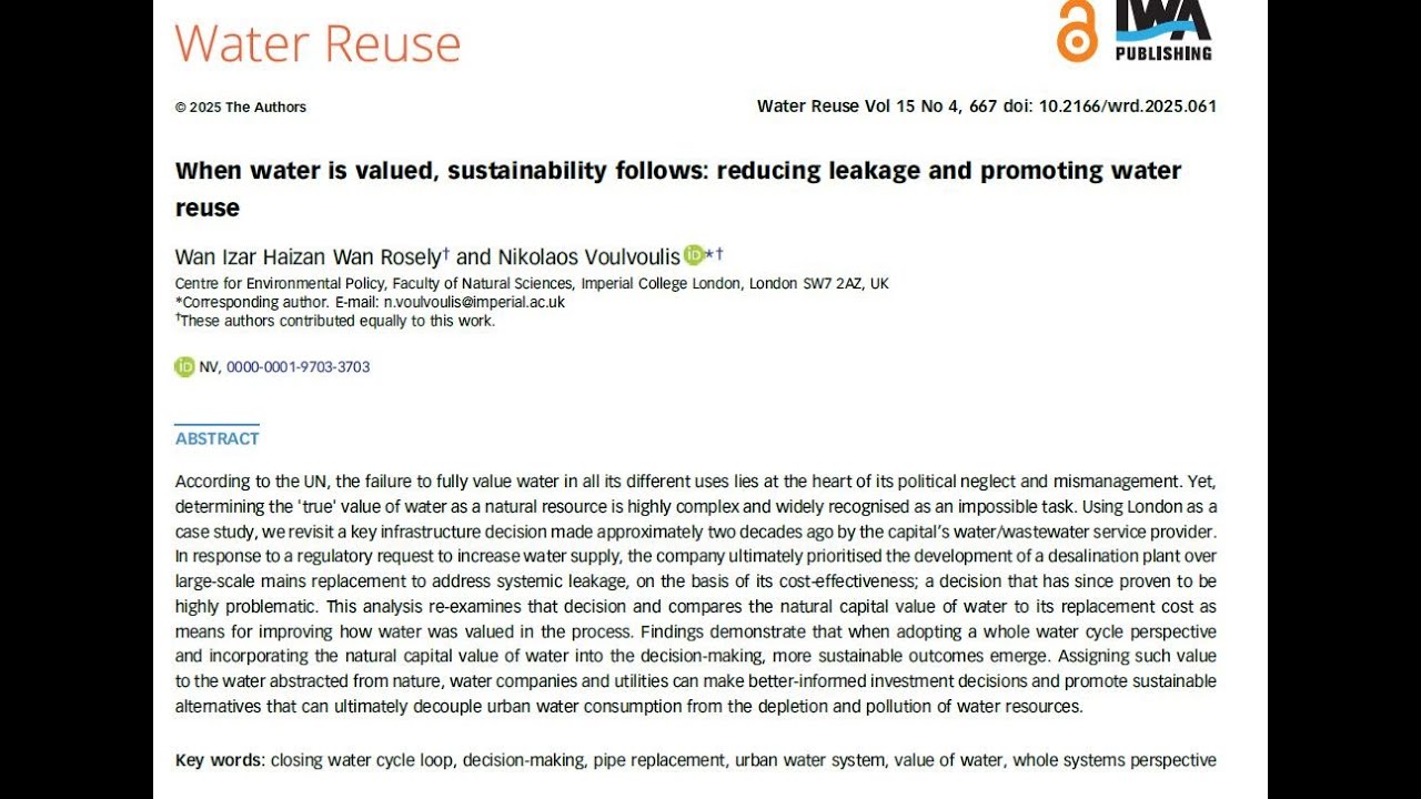 When water is valued, sustainability follows: reducing leakage and ...